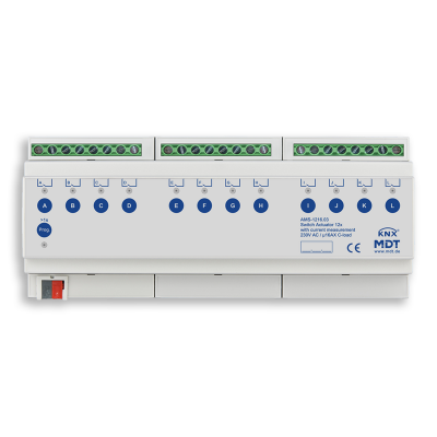 MDT KNX Switch Actuator 12-fold, 12SU MDRC, 16 A, 230 V AC, C-load, standard, 140 μF, current ...