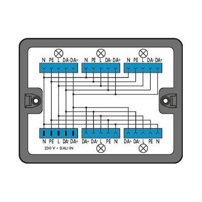 Wago Distribution box; DALI; 1 input; 5 outputs; Cod. I; MIDI; black