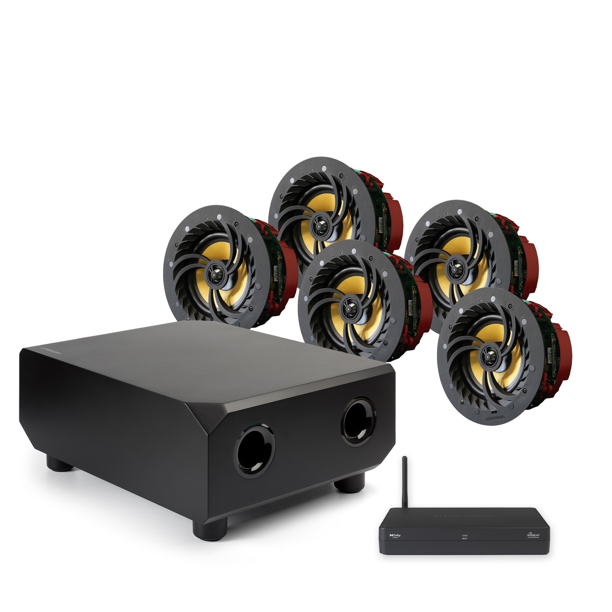 Lithe Audio Pro Series In-Ceiling 5.1 Surround Sound Cinema Kit (With ...