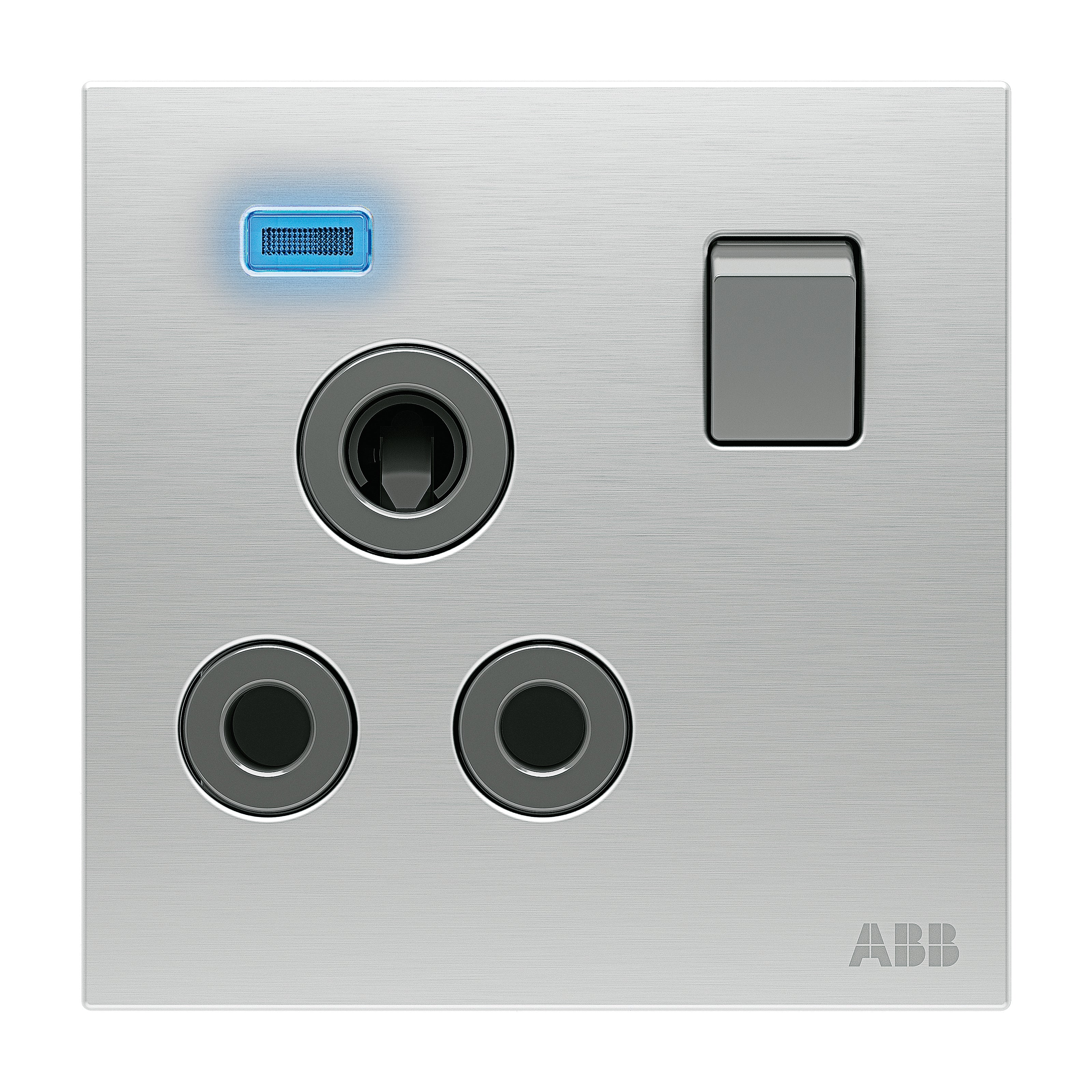 BS DP round pin switched outlet w/LED 15A - Millenium